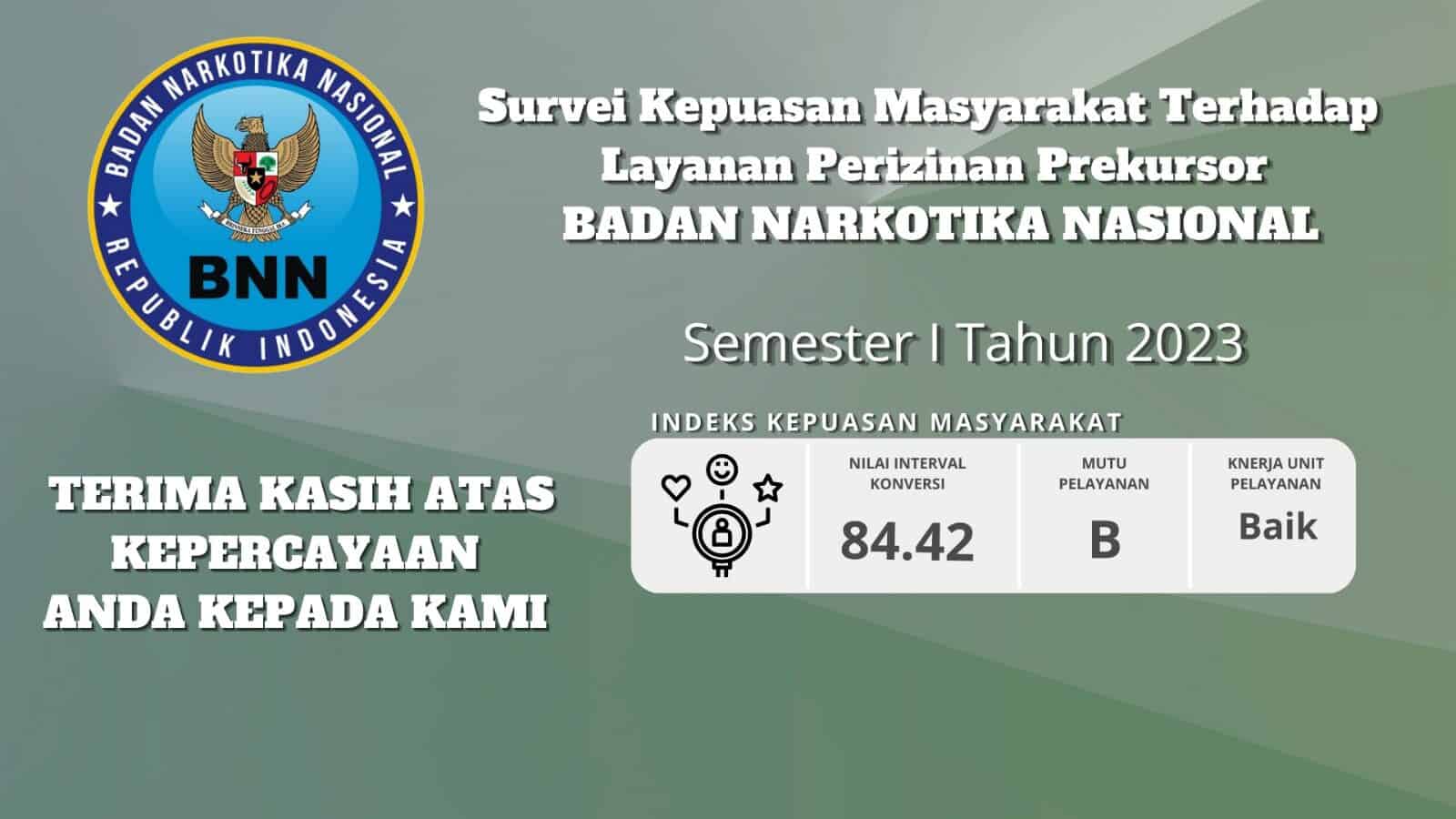 Publikasi Hasil Survei Kepuasan Masyarakat (SKM) BNN Tahun 2023